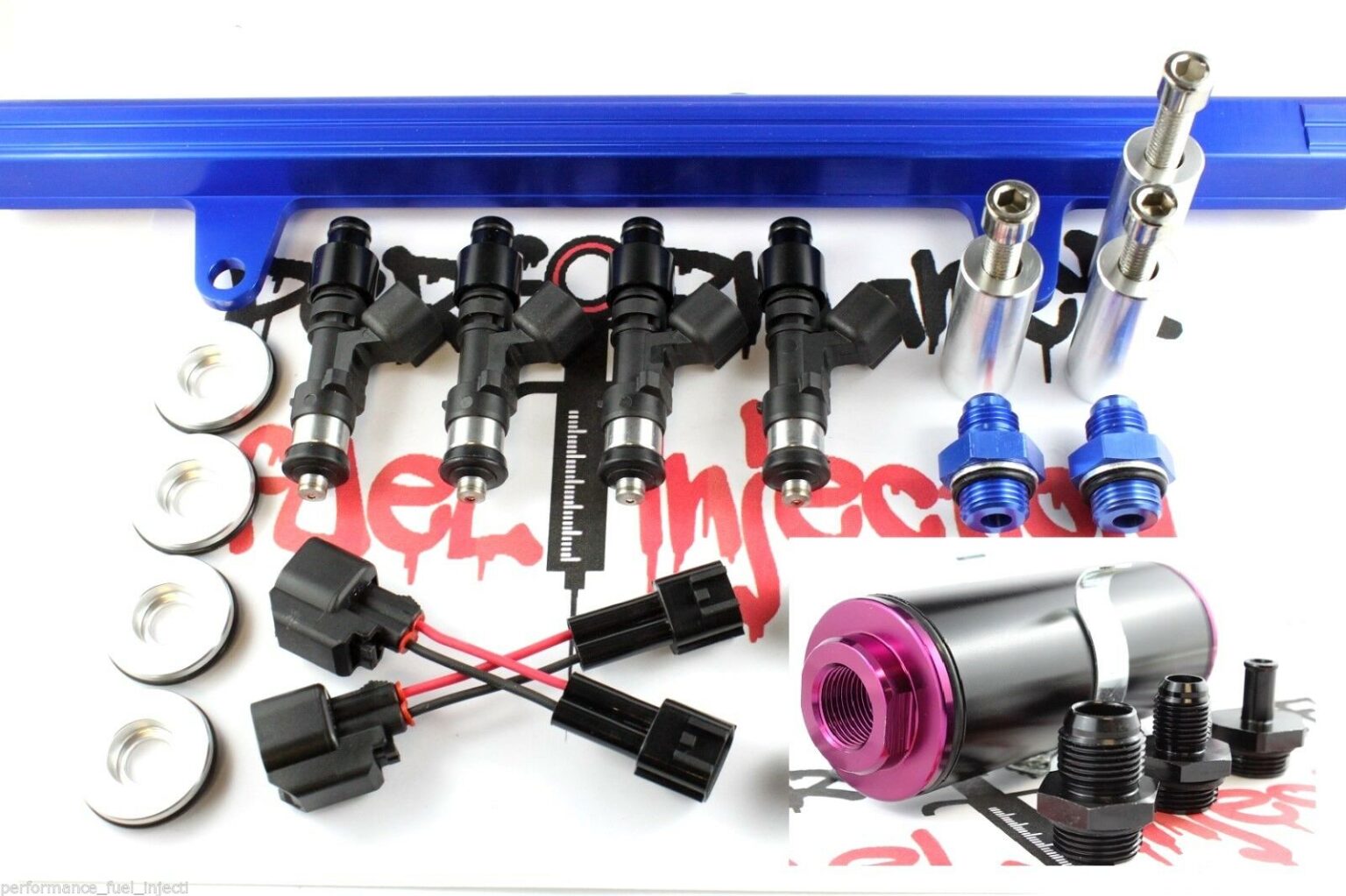 Top Feed Fuel Rail & BOSCH 1000cc Fuel Injectors & Filter FIT NISSAN ...